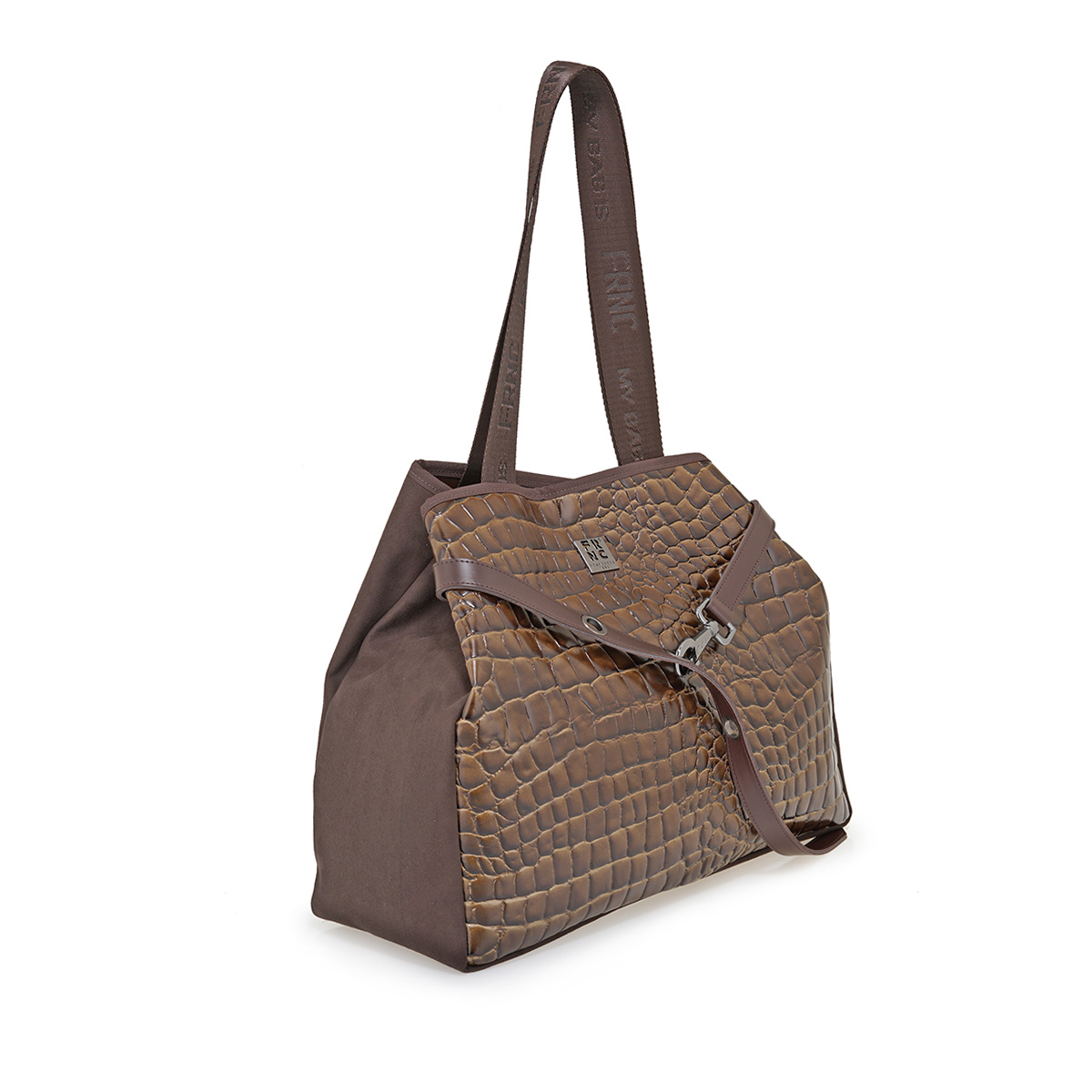Γυναικεία Τσάντα Ωμου Σε Χρώμα Καφέ Κροκό FRNC 5925 COF | kalista.gr